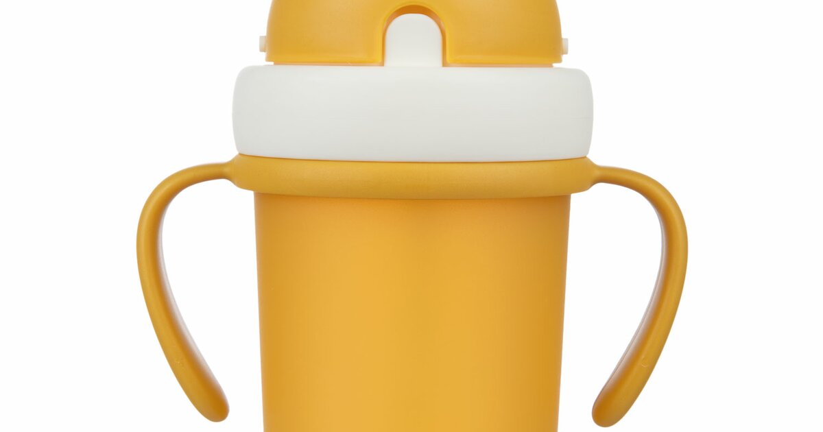 Canpol babies Hrneček se silikonovou slámkou MATT 210ml žlutý